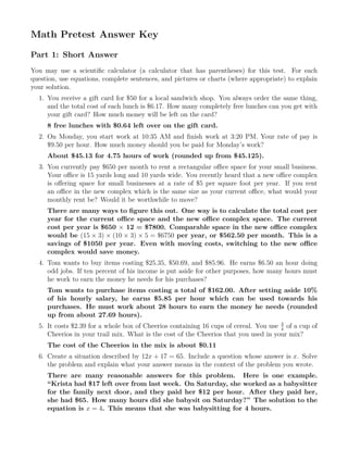 Cte math test_answer_key | PDF