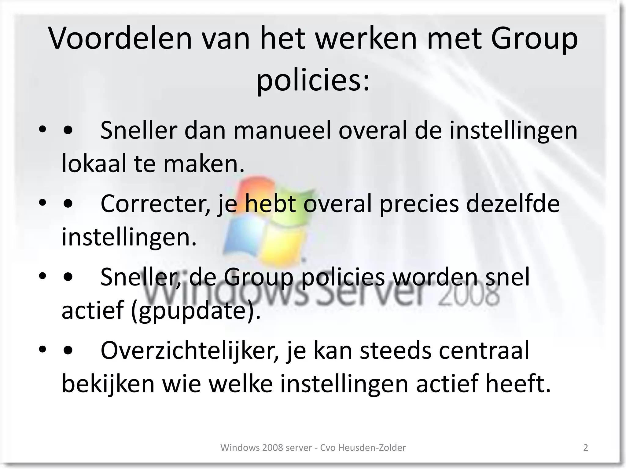 group policies in windows 2008 server | PPTX