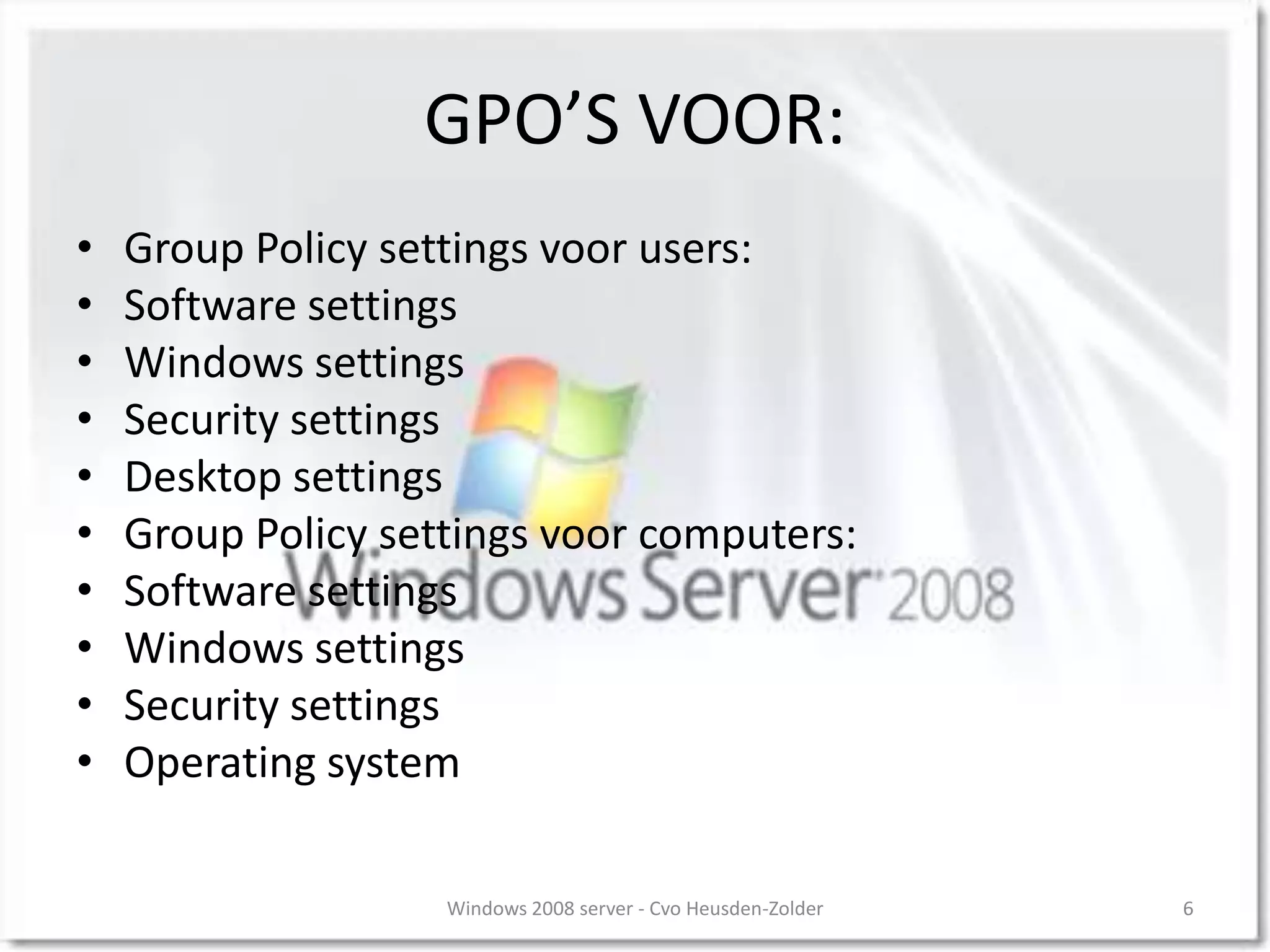 group policies in windows 2008 server | PPTX