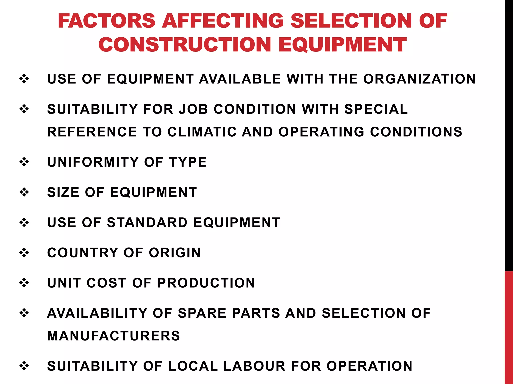 CTEP - UNIT-V - CONSTRUCTION EQUIPMENTS PPT | PPTX