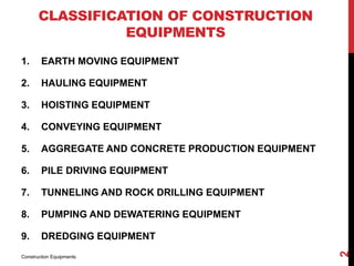 CTEP - UNIT-V - CONSTRUCTION EQUIPMENTS PPT | PPTX