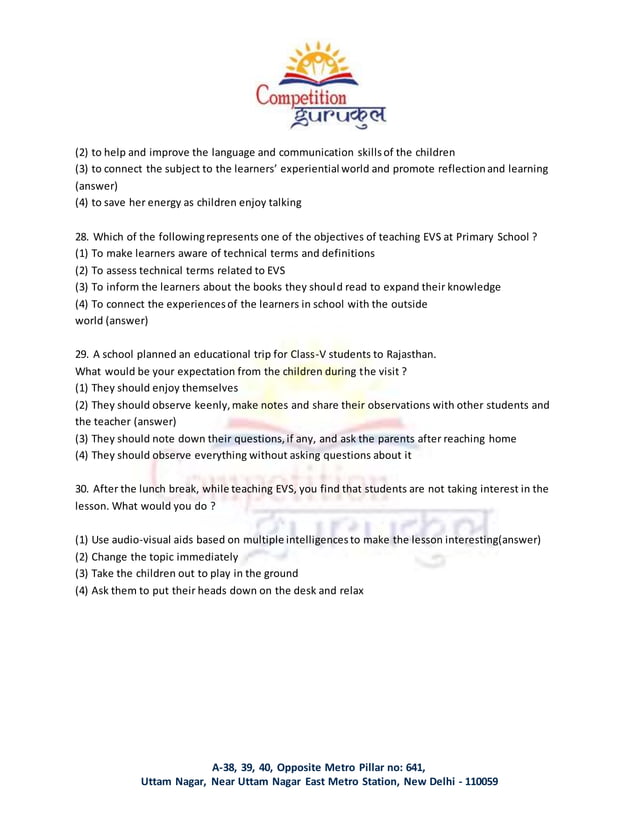 Ctet evs previous paper 11 | DOCX