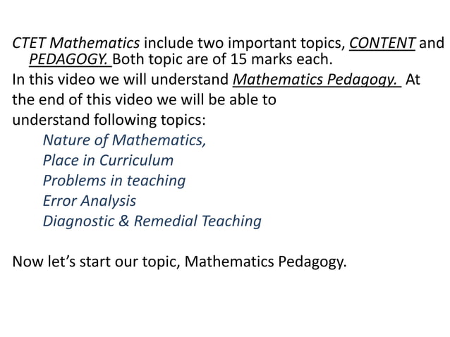 CTET Mathematics Pedagogy part -1 | PPT
