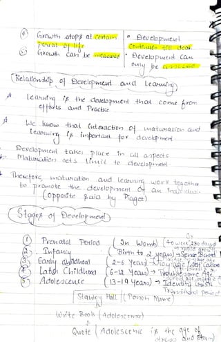 CTET notes (CONCEPT OF DEVELOPMENT AND ITS RELATIONSHIP WITH LEARNING ...