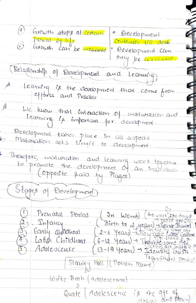 CTET notes (CONCEPT OF DEVELOPMENT AND ITS RELATIONSHIP WITH LEARNING ...