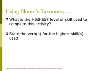 Using bloom's taxonomy to construct cohesive lesson objectives and ...