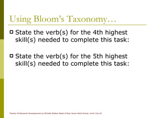 Using bloom's taxonomy to construct cohesive lesson objectives and ...