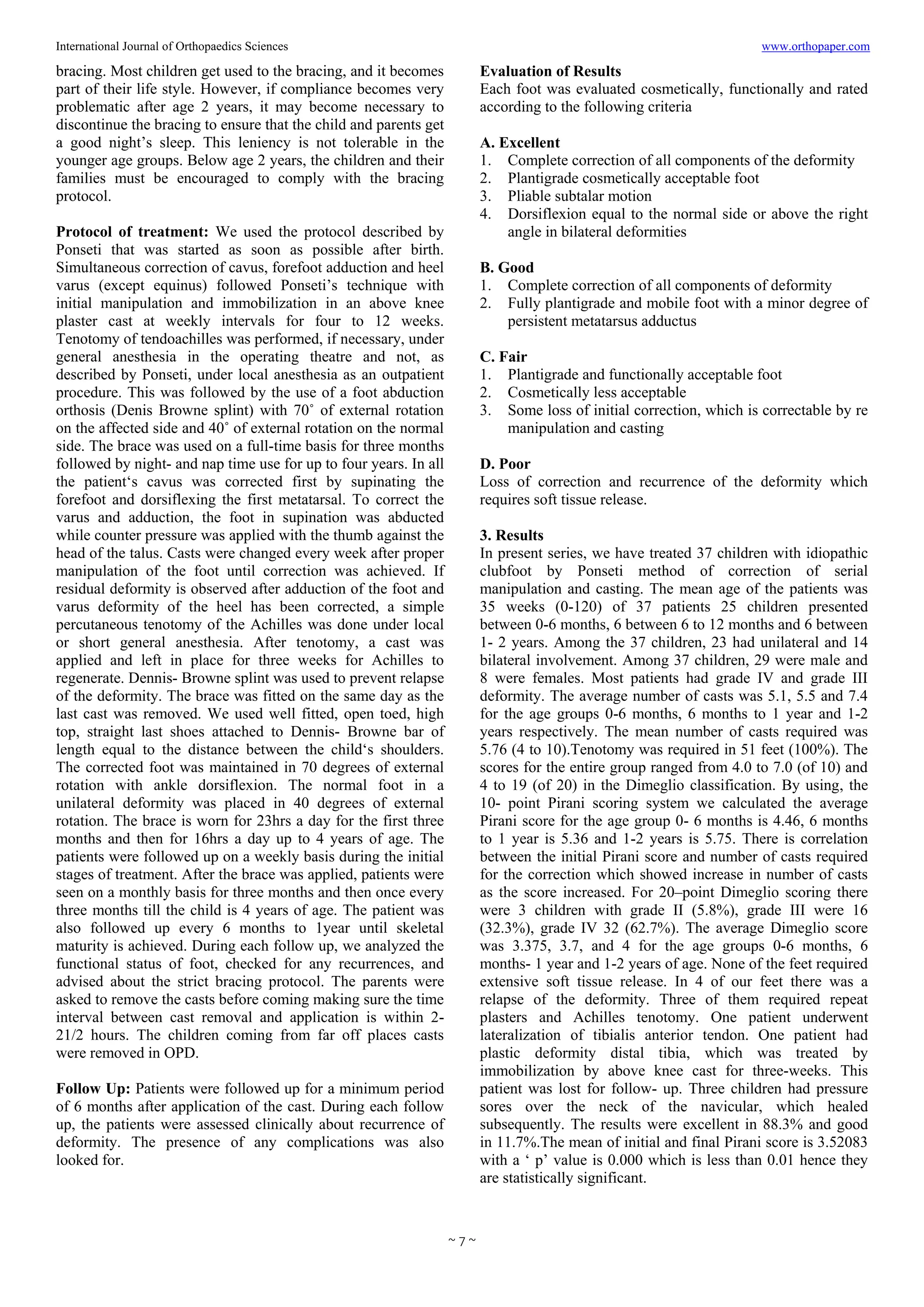 Correction of club foot by Ponseti method | PDF
