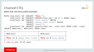 Common Table Expressions (CTE) & Window Functions in MySQL 8.0 | PPT