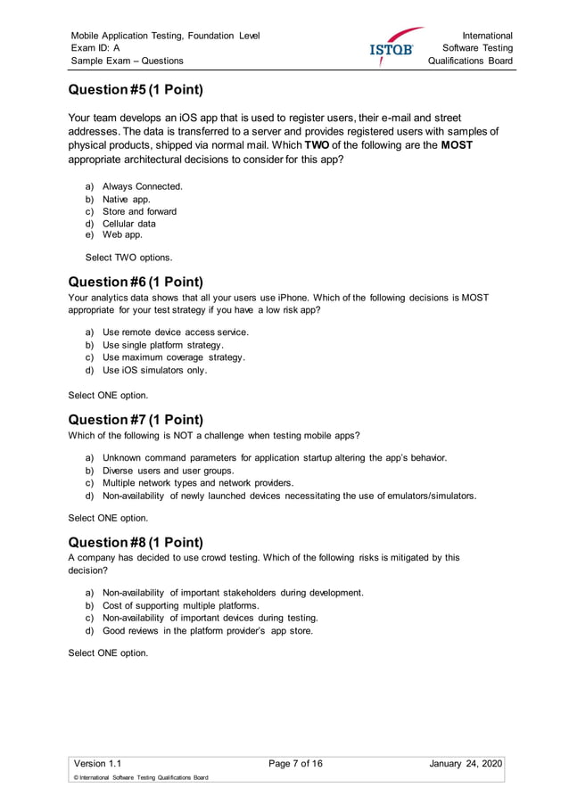 ISTQB Performance Tester Sample Questions' Answers | PDF