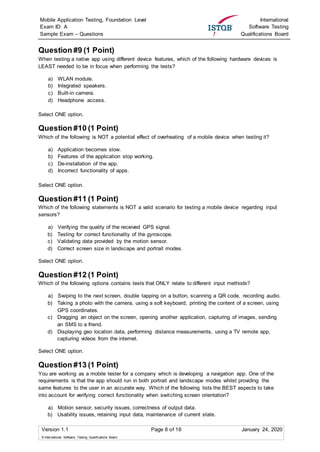 ISTQB Performance Tester Sample Questions' Answers | PDF