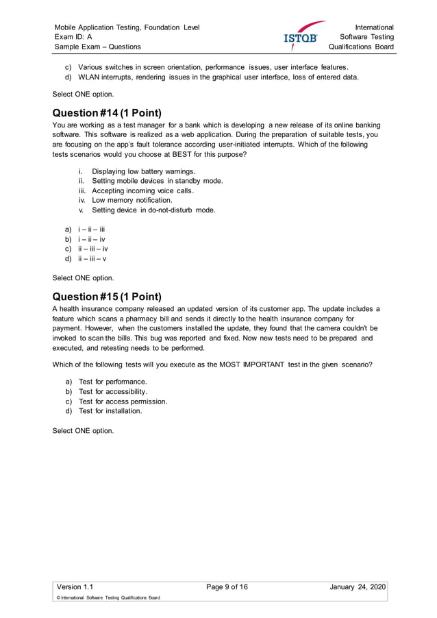 ISTQB Performance Tester Sample Questions' Answers | PDF