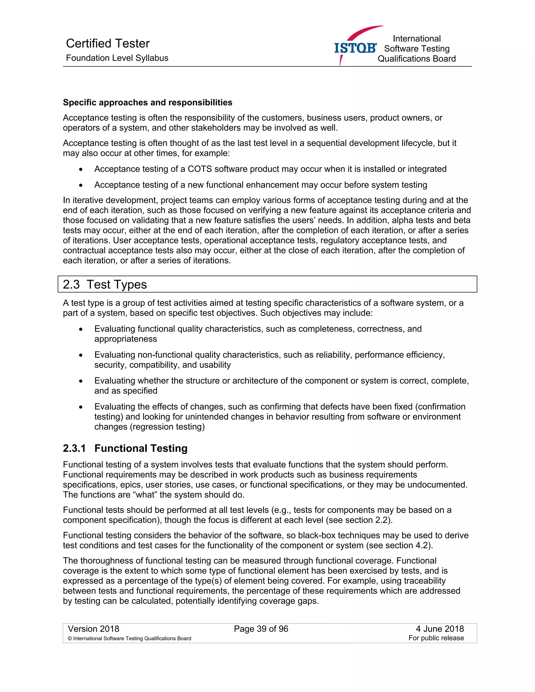 ISTQB - Foundation level testing topics | PDF