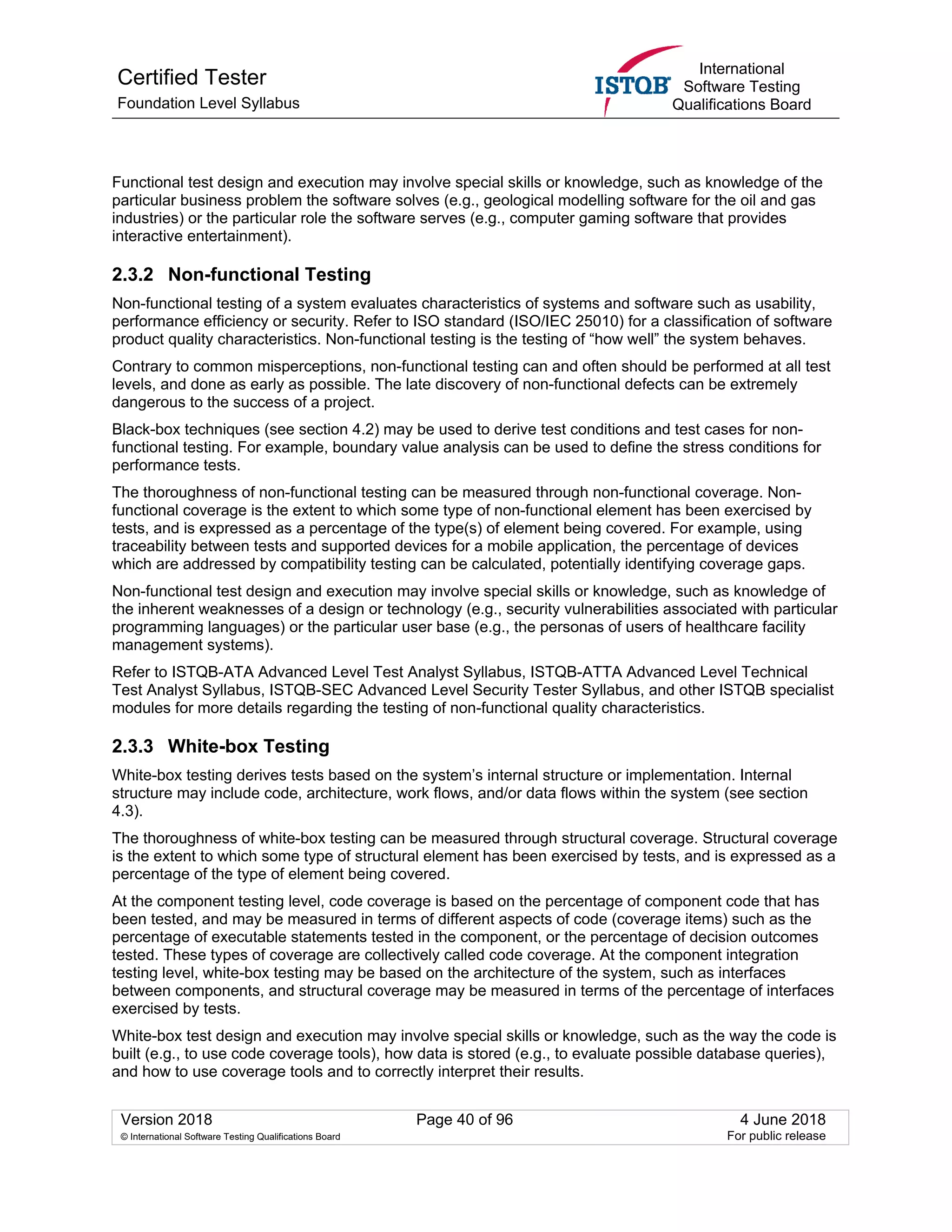 ISTQB - Foundation level testing topics | PDF