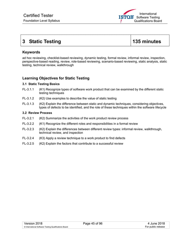 ISTQB - Foundation level testing topics | PDF