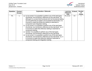 Ctfl 2018 sample questions exam b v1.1 answers | PDF