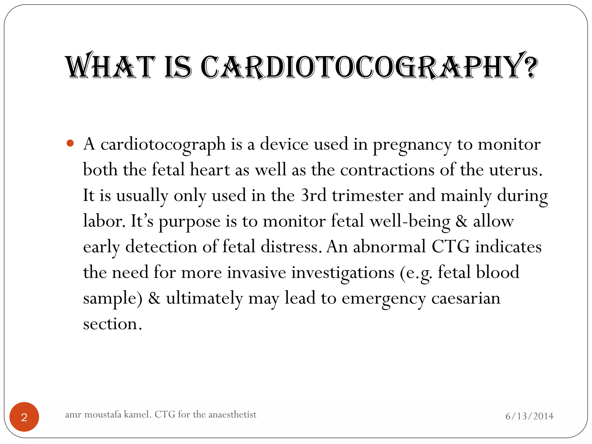 CTG for the anaesthetist | PPTX