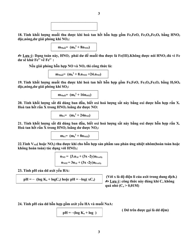 Cong thuc giai nhanh trac nghiem hoa hoc | DOC