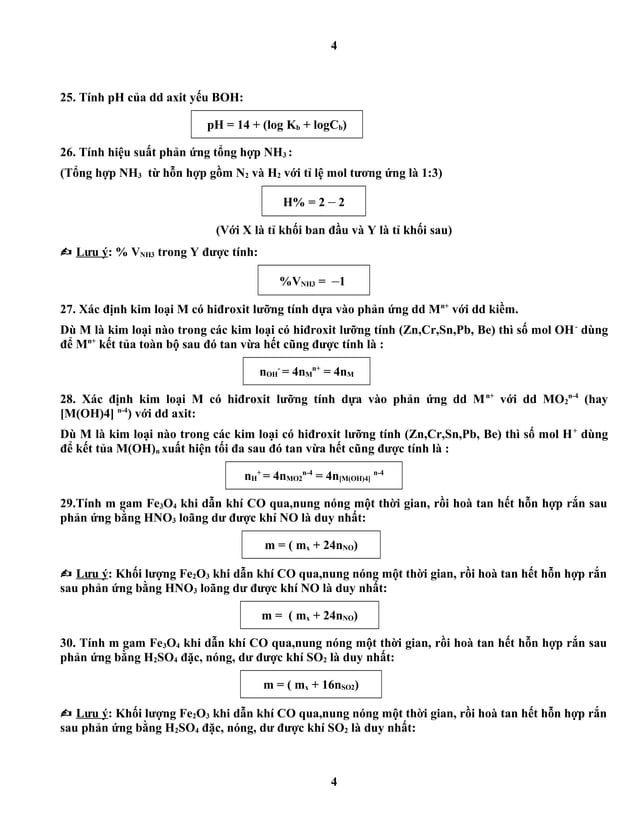 Cong thuc giai nhanh trac nghiem hoa hoc | DOC