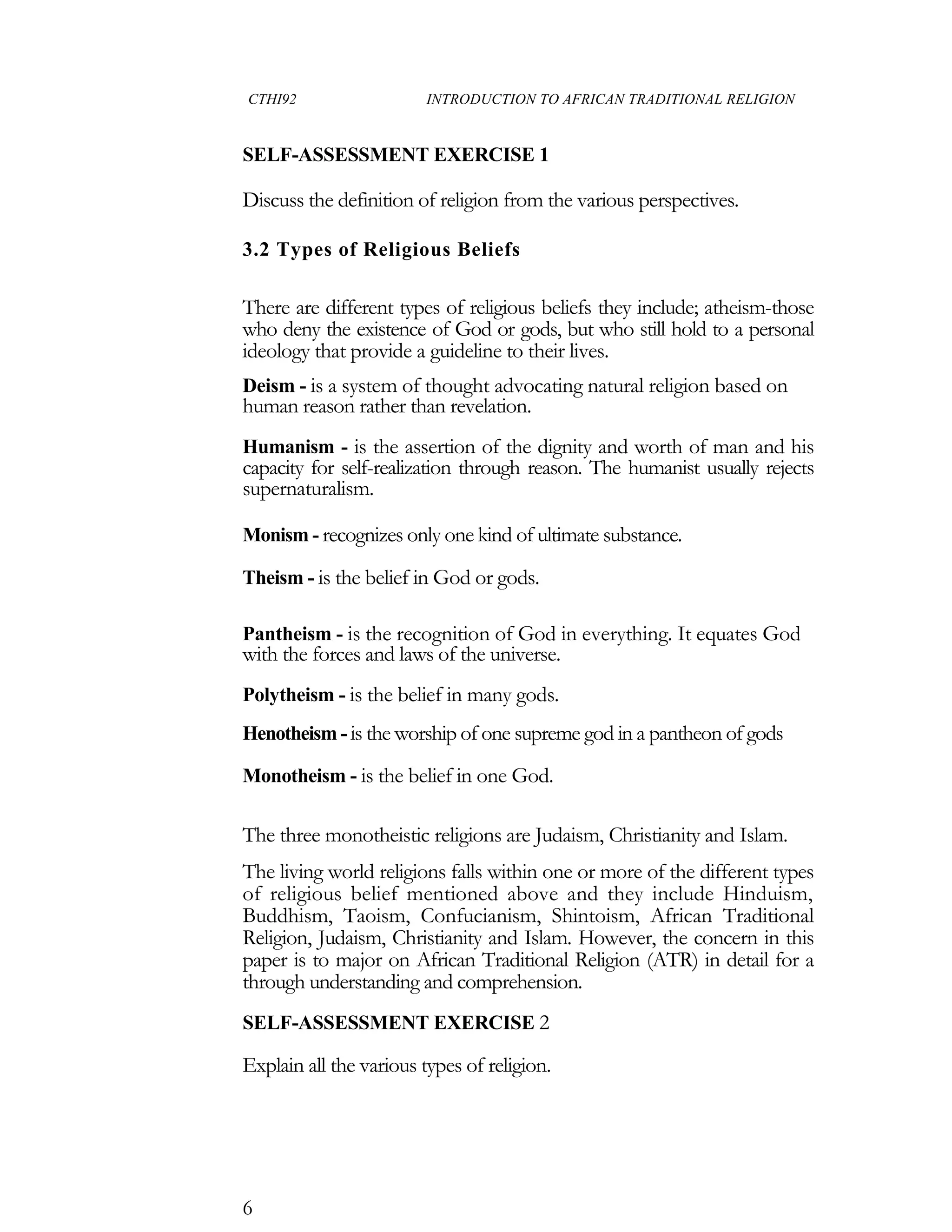 Introduction to African Traditional Religion | PDF