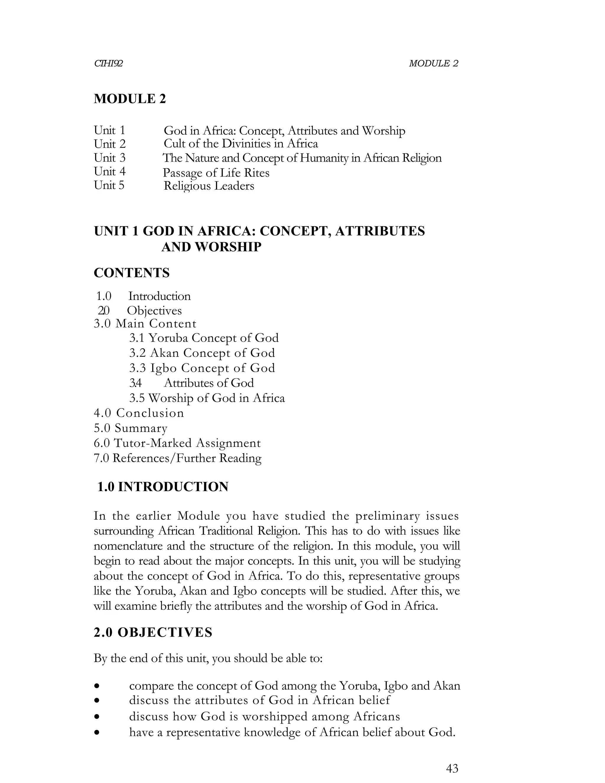 Introduction to African Traditional Religion | PDF