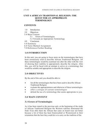 Introduction to African Traditional Religion | PDF