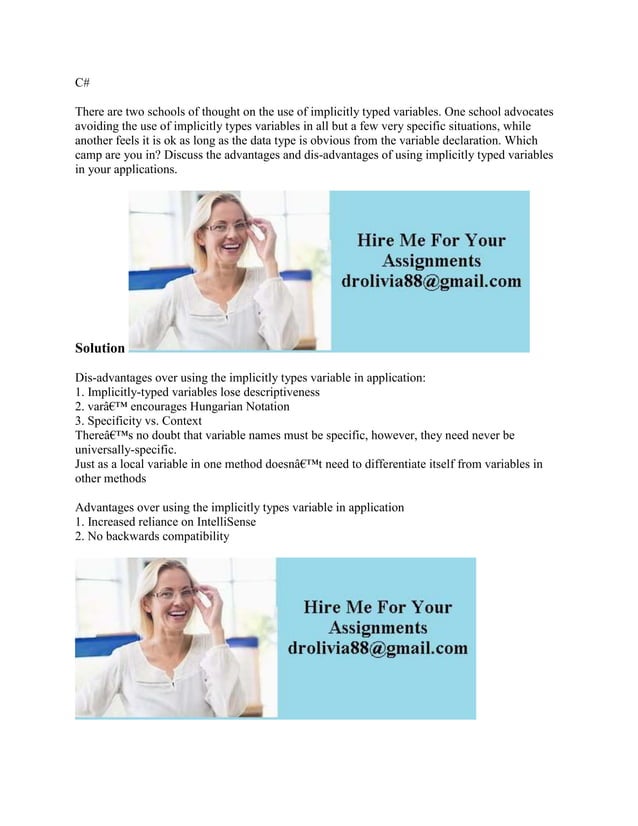 C There Are Two Schools Of Thought On The Use Of Implicitly Typed Vardocx Programming