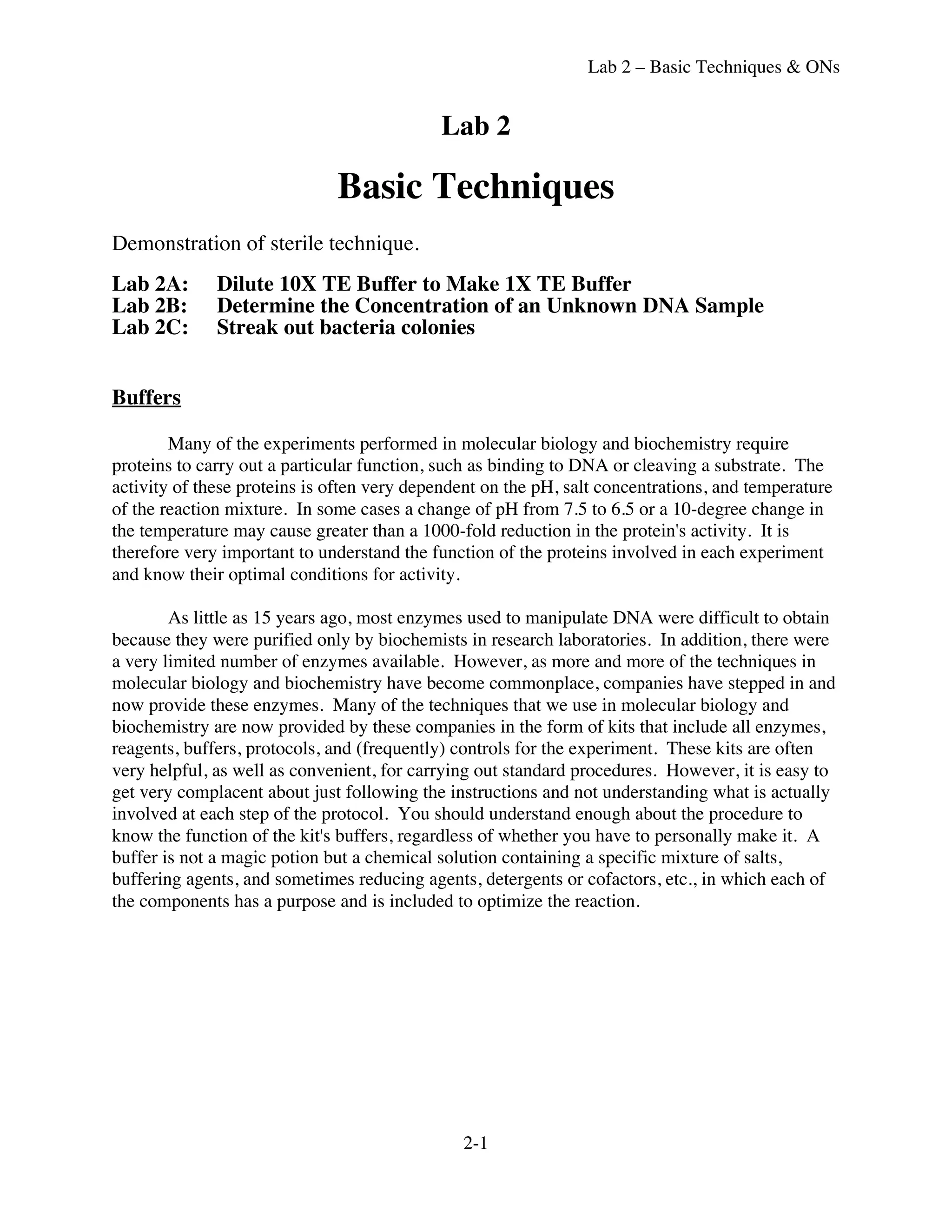 buffer preparation | PDF