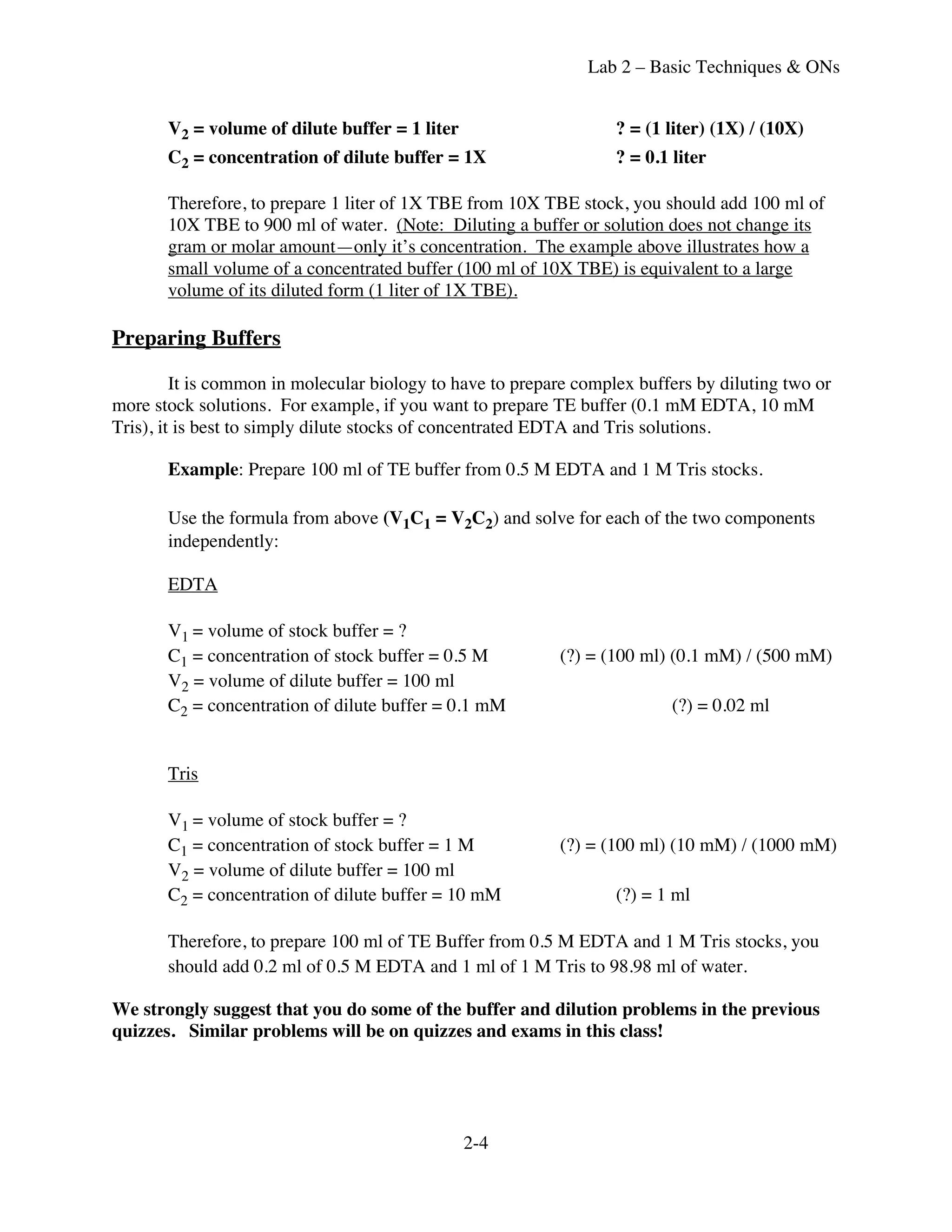 buffer preparation | PDF