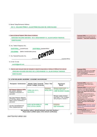 Cth permohonan lengkap_diploma_umc_ced-swa2014 | PDF
