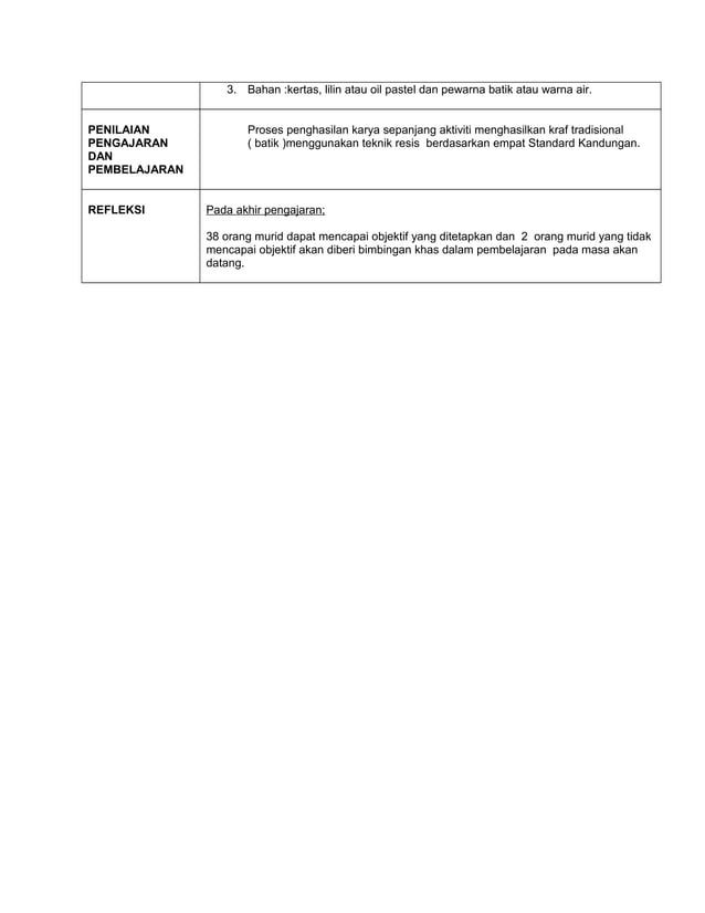 Cth rph psv tahun 4 batik | DOC