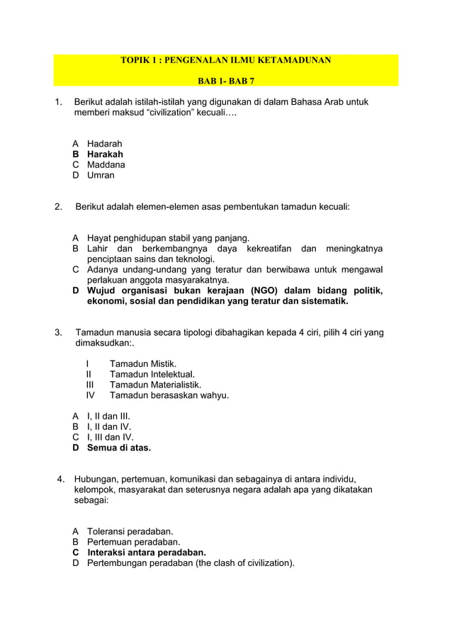 Contoh soalan TITAS | DOCX