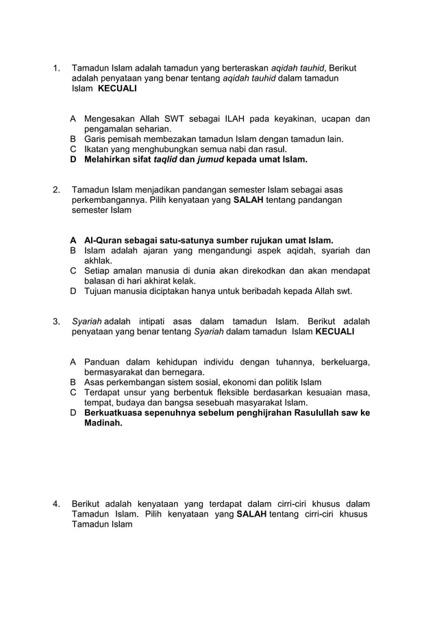 Contoh soalan TITAS | DOCX
