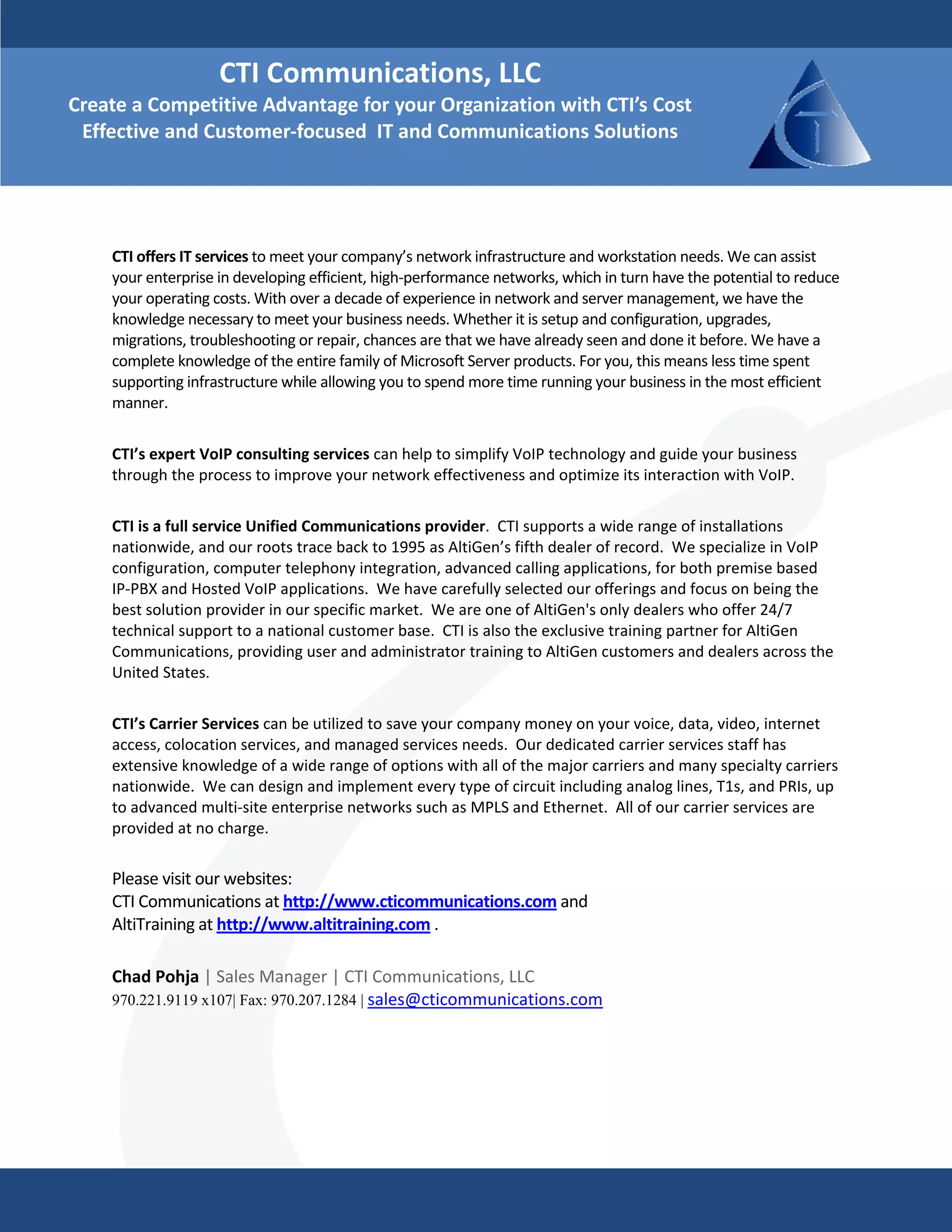 CTI Communications Company Profile | PDF