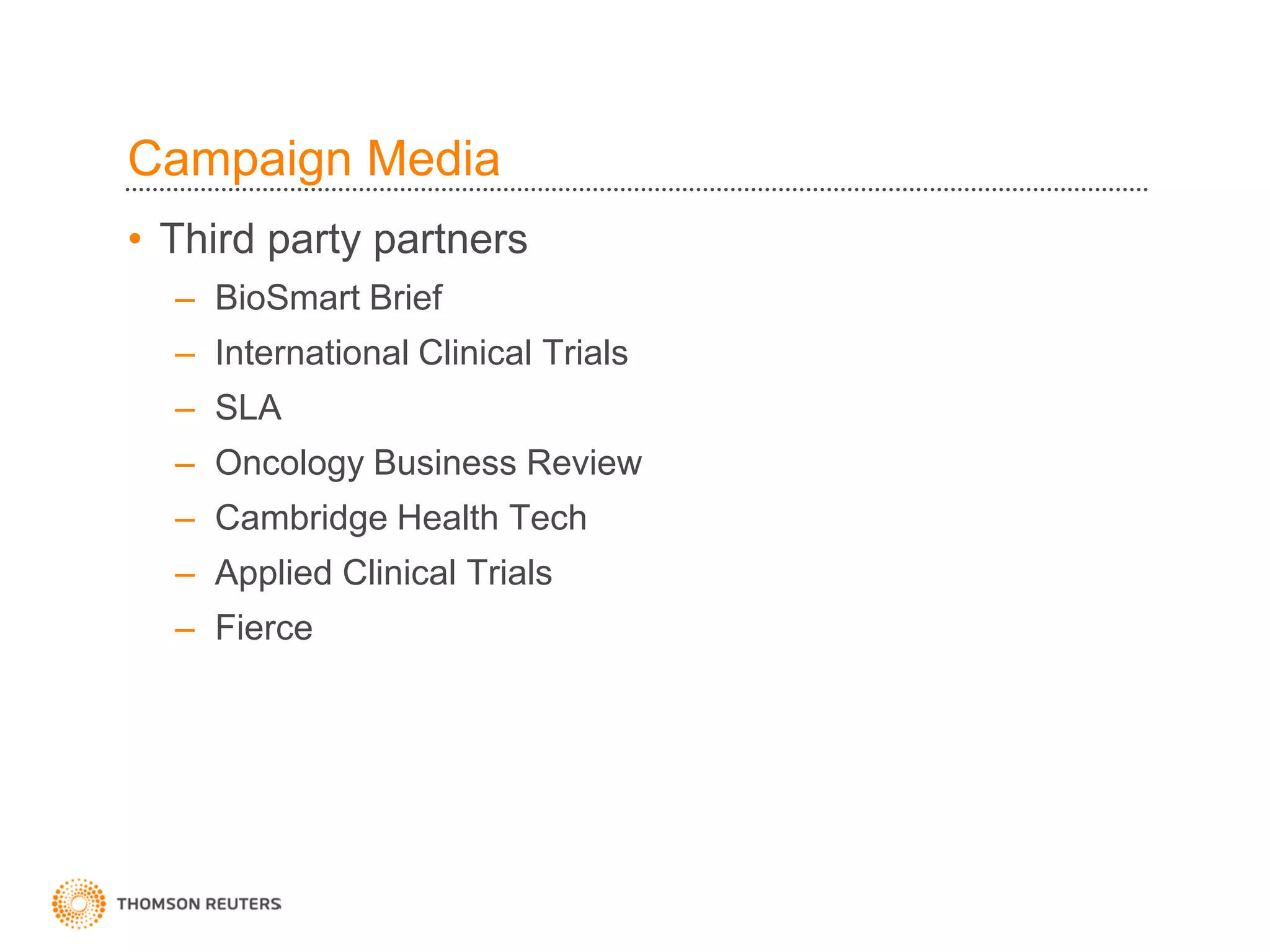 Cortellis for Clinical Trials Intelligence Campaign Overview | PPT