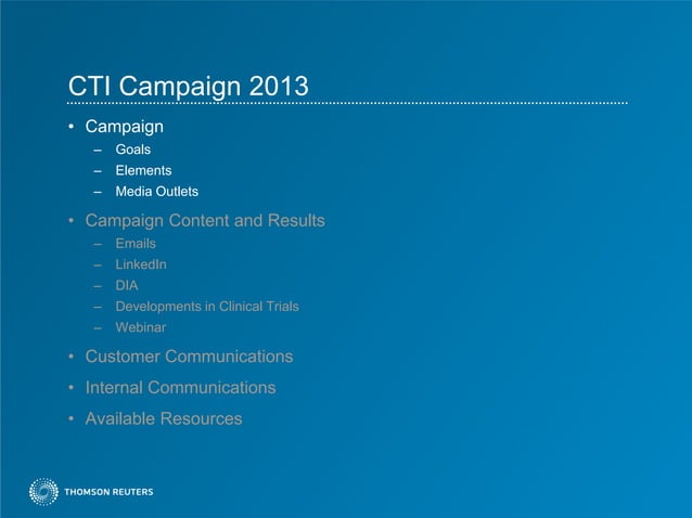 Cortellis for Clinical Trials Intelligence Campaign Overview | PPT