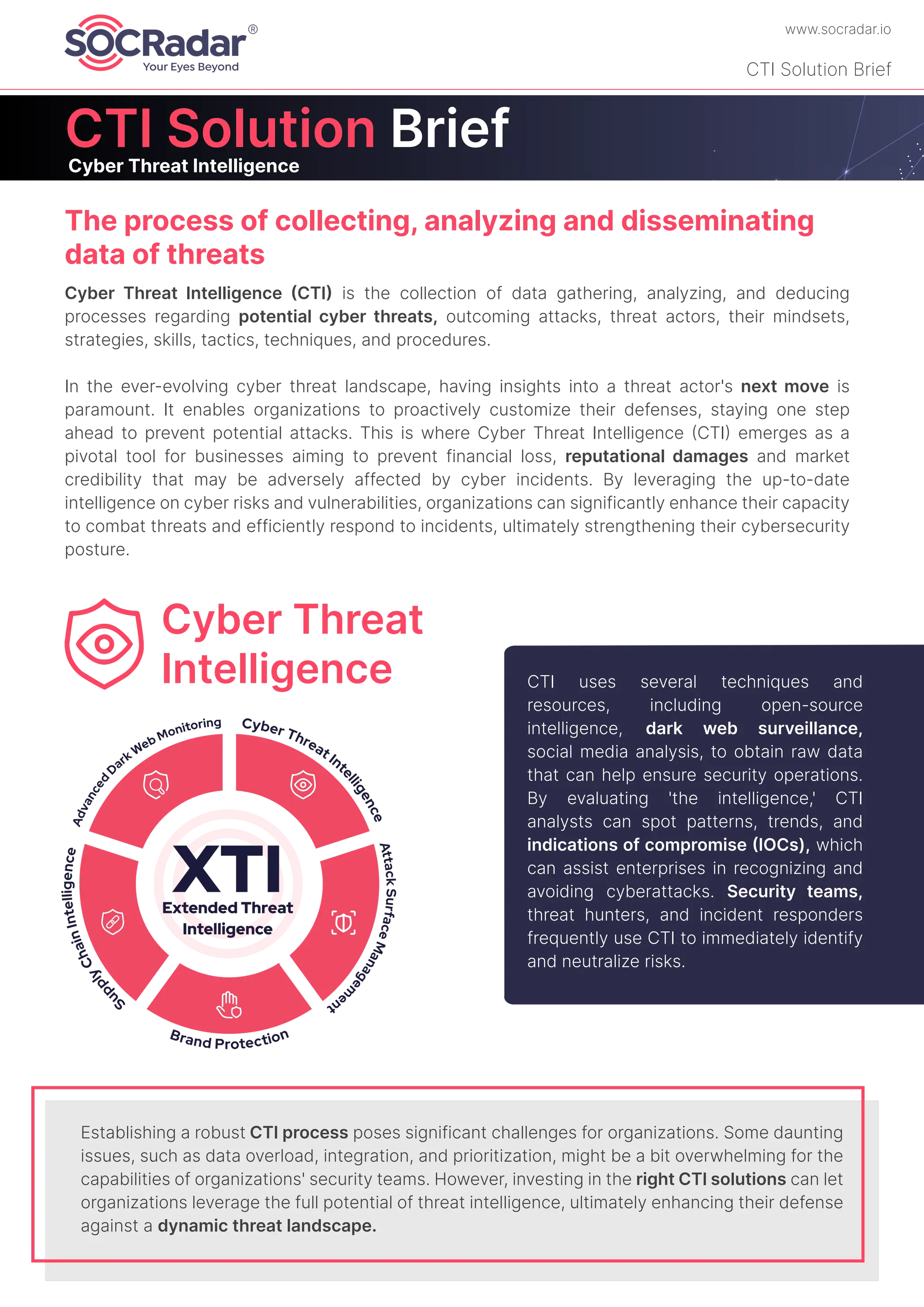 SOCRadar's 2024 Cyber Threat Intelligence Solution | PDF
