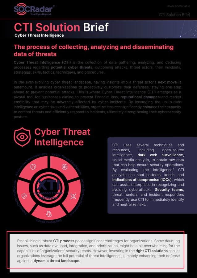 SOCRadar's 2024 Cyber Threat Intelligence Solution | PDF