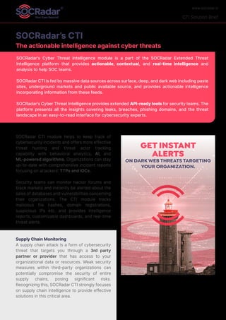 SOCRadar's 2024 Cyber Threat Intelligence Solution | PDF
