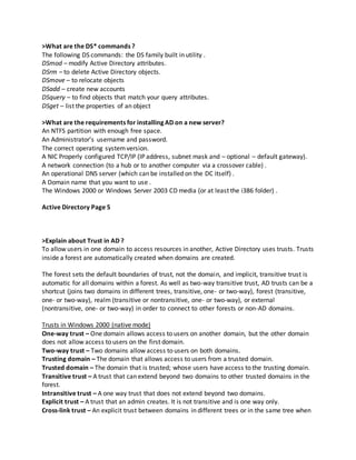 Ctive directory interview question and answers | DOCX | Operating ...