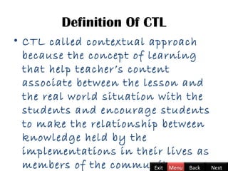 Ctl ( contextual teaching and learning ) | PPT