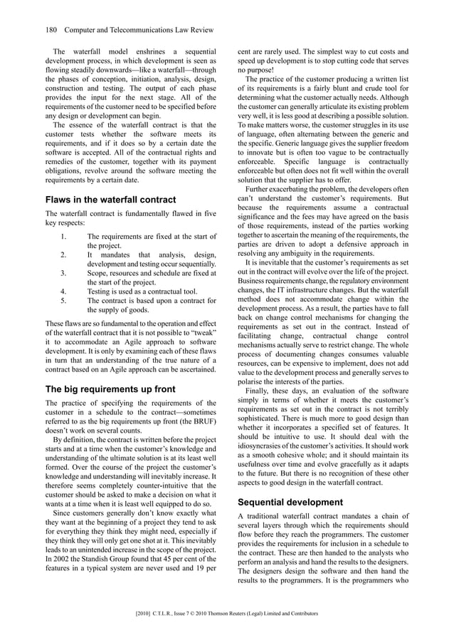 CTLR 2010 Issue 7 Waterfall Contract | PDF