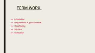Power point presentation on the topic formwork | PPT