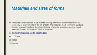 Power point presentation on the topic formwork | PPT