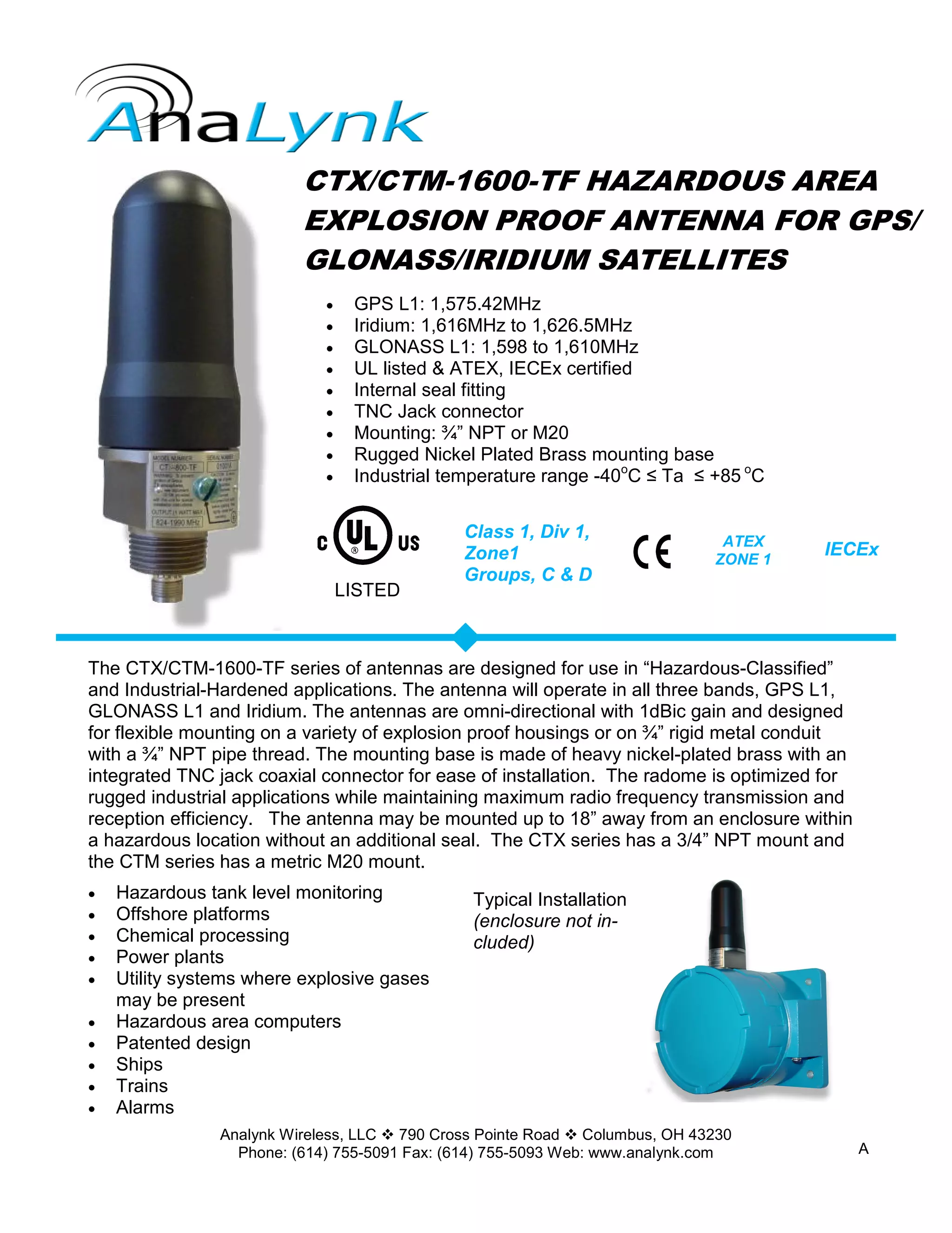 Industrial Wireless Explosion Proof Antenna for Hazardous Area GPS ...