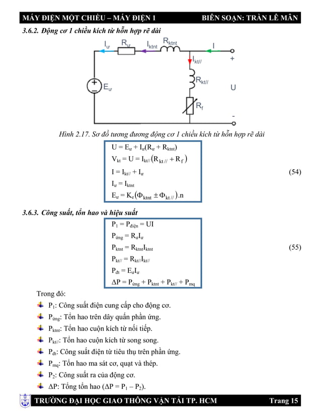 Công thức Máy điện 1 - Chương 3 - Máy điện một chiều | PDF