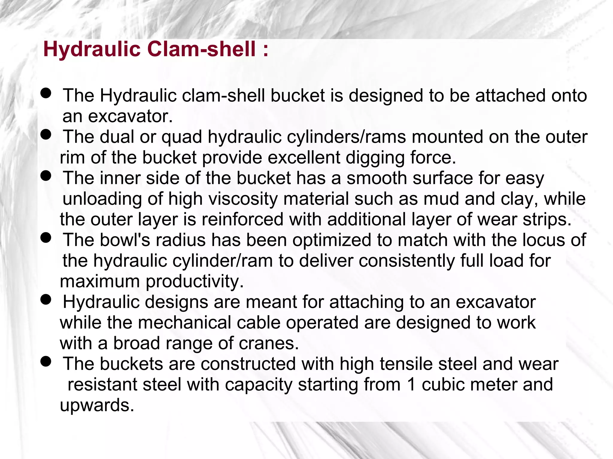 CLAM SHELL BUCKETS | PPT