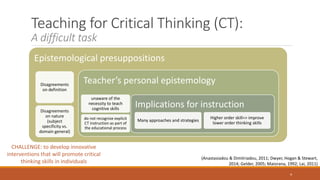 Promoting critical thinking dispositions in children and adolescents through Human-Robot ...