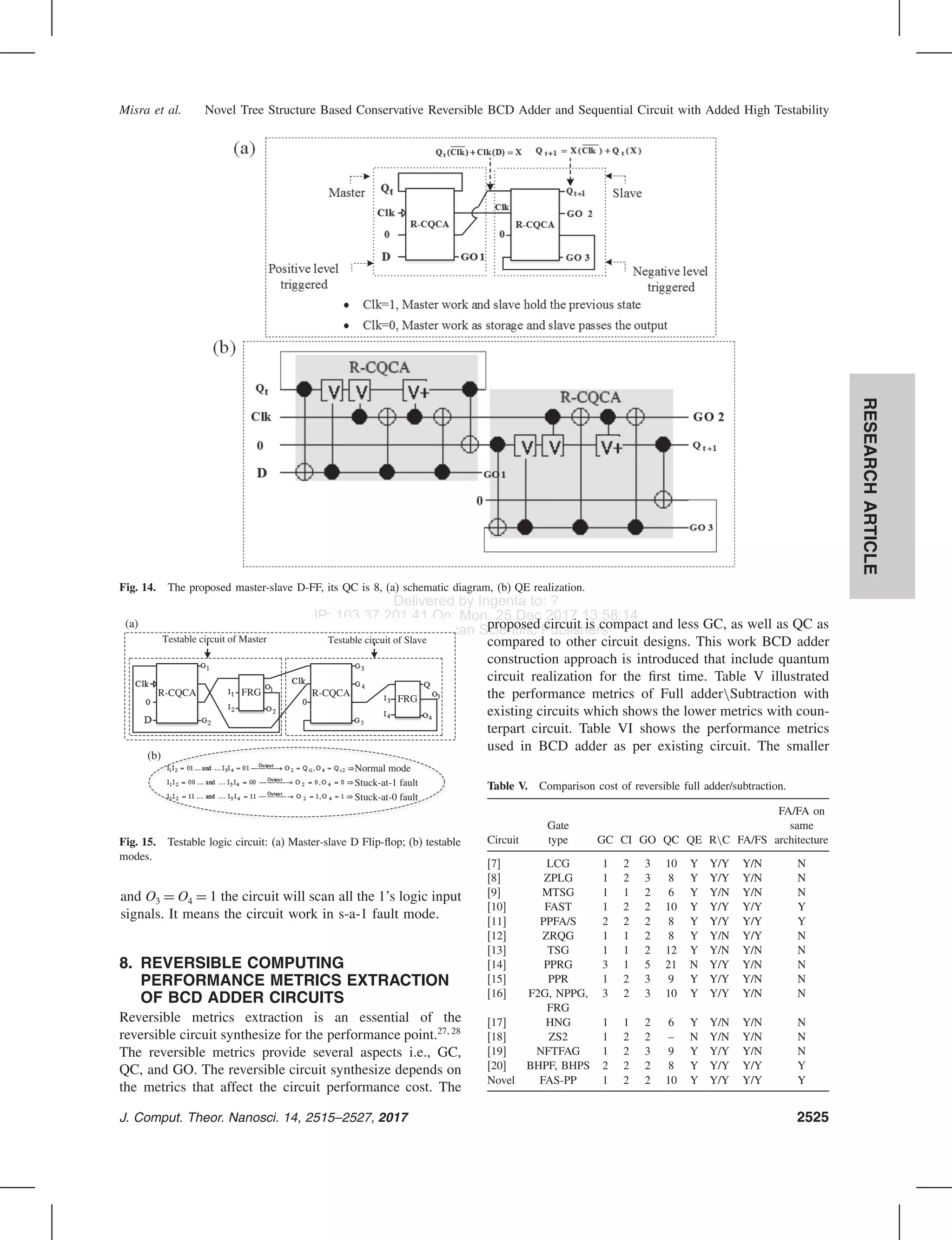 Novel Tree Structure Based Conservative Reversible Binary Coded Decimal Adder And Sequential 