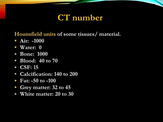 CT numbers, window width and window level | PPTX | Lung and Respiratory ...